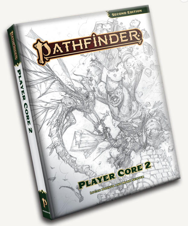 Pathfinder RPG: 2e: Player Core 2 Sketch Cover – Gongaii Games