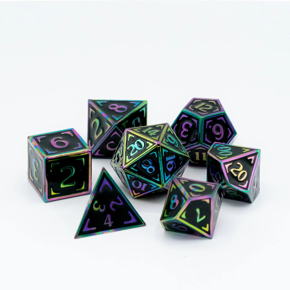 Die Hard Dice: 7pc RPG Set - Reticle Zenith Dark Matter – Gongaii Games