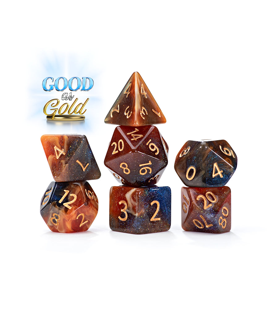 Gate Keeper Dice: Good as Gold Aether Dice 7 Die Set – Gongaii Games